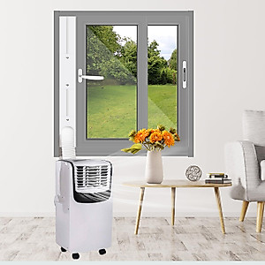 Aozzy Portable Air Conditioner Window Kit Fit for All AC with 5.1/5.9" Exhaust Hose, Upgrade AC Vent Kit for Sliding Window with 4 Adjustable Plates, Rain Cover, Seamless Connection, Max lenght to 60"