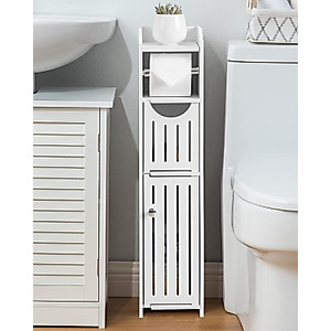 AOJEZOR Toilet Paper Holder Stand: Bathroom Storage Cabinet - Toilet Paper Holder Fit for Mega Roll,White