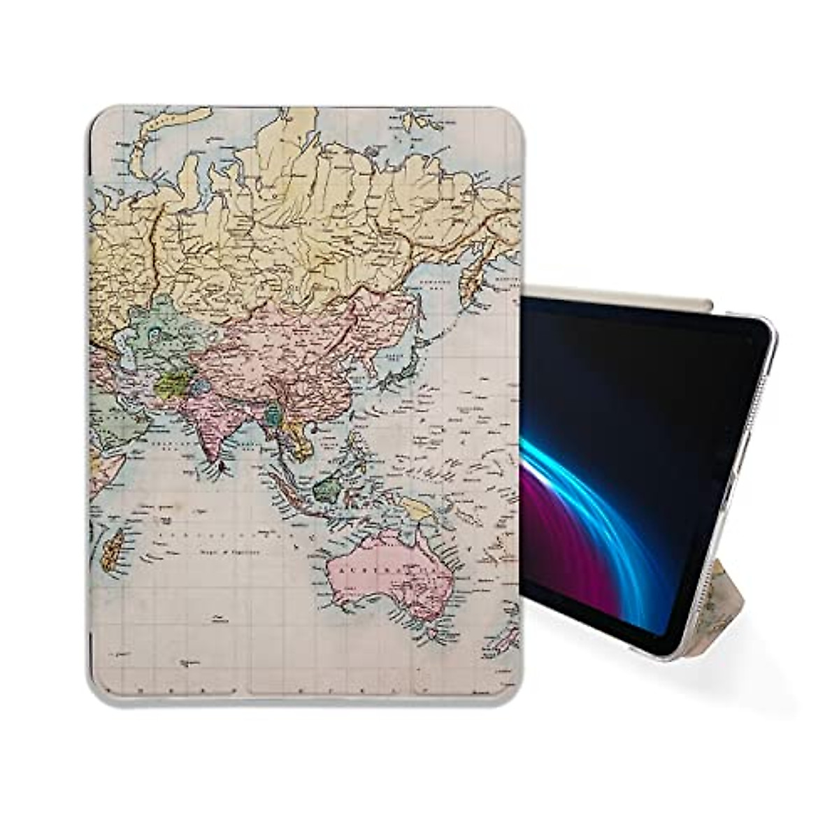 Cute World Map Vintage case Compatible with iPad Mini Air Pro 7.9 8.3 9.7 10.2 10.9 11 12.9 inch Pattern Cover New 2022 2021 Trifold Stand 3 4 5 6 7 8 9 Generation 315 (11" Pro 1/2/3 gen)