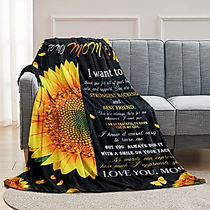 Durio Mom Blanket Soft Mothers Day Blanket Flannel Warm Blankets for Mom for Mom to Mom (Sunflower) 80" x 60"