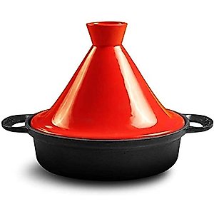 Clay Pot Ceramic Stew Pot Casserole Pot Moroccan Tagine,3L Cast Iron Pot,Bright Color Micro Pressure Cooker,Ceramic Pot Lid,Health Cookware (Color : Red)