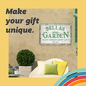 Personalized Vintage Distressed Look Herb Garden Metal Room Sign (8x12 Inches)