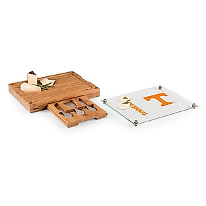 NCAA Tennessee Volunteers Concerto Glass Top Cheese Board and Knife Set - Charcuterie Board Set - Glass Top Cutting Board