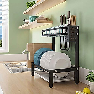 PDGJG 2 Layer Stainless Steel Cutlery Storage Shelf Dish Rack Kitchen Drain Storage Knife Chopping Board Holder Home Supplies