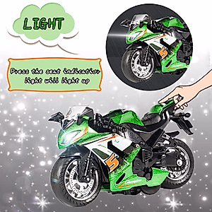 Motorcycle Toy,with Light and Music Toys Motorcycle Diecast Models, Toy Motorcycles for Boys,Toy Motorcycle for Kids 3-9 (Green)