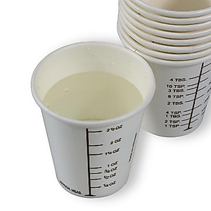 3 oz Graduated Paper Cups [125] Disposable Wax Coated Medicine Cups with Clear Measurements on Each Cup for Measuring Fluid Intake and Urine Output as well as Cooking, Mixing Paint, Stain, Epoxy (125)