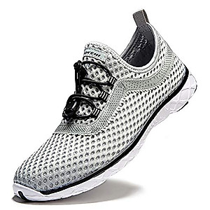 SUOKENI Women's Quick Drying Slip On Water Shoes for Beach or Water Sports Ultralight Walking Shoes LightGray,Size:US 8.5/EU 39