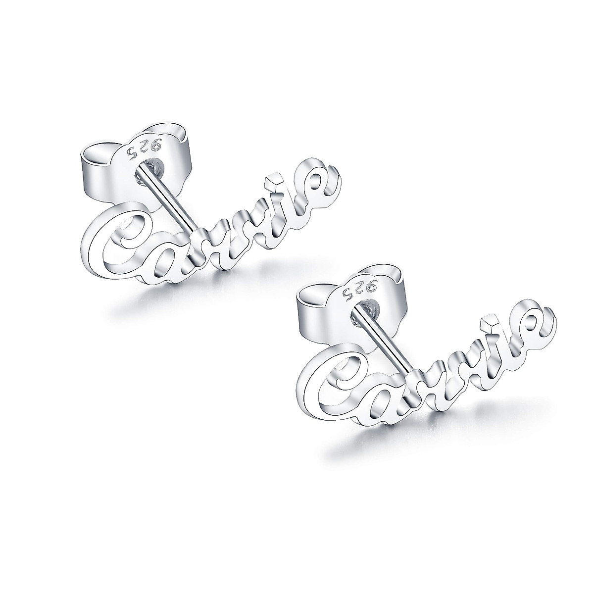 RESVIVI Sterling Silver Stud Personalized Name Earring Custom Made Any Name Earrings Customize Your Own Earring with Name Silver