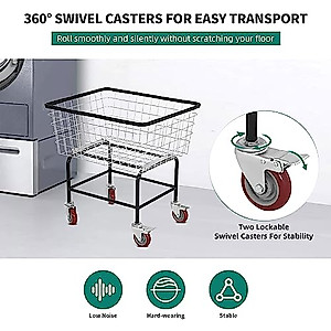 YITAHOME Wire Laundry Cart 4.5 Bushel, Rolling Laundry Basket with Wheels, Metal Commercial Wire Laundry Basket Cart with Galvanized Finish, Heavy Duty Large Steel Basket for Laundry Clothes Storage