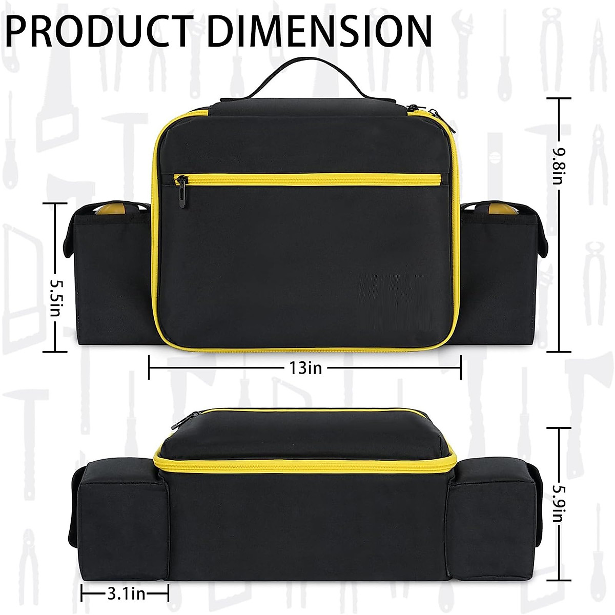 Slisonite Air Compressor Bag Case Compatible with DEWALT 20V MAX Tire Inflator DCC020IB, Cordless Tools Storage Holder Organizer with Pocket for Battery Pack and Charging Kit (Bag Only)