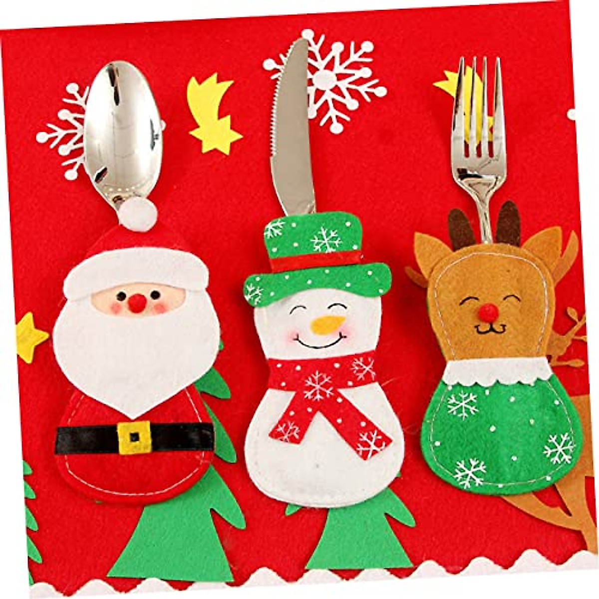 NOLITOY 3 pcs Color Silverware Holders for Holder Dining Fork Table Pocket Holiday Dinner Storage Cover Claus Christmas Elements Decor Festival Supplies Kitchen Spoon Utensil Pockets