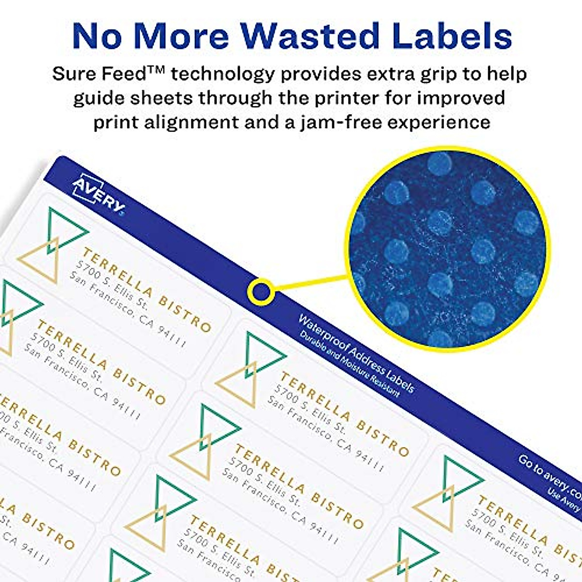 Avery Waterproof Labels with UltraHold Permanent Adhesive, 2" x 4", 500 Labels for Laser Printers (5523)
