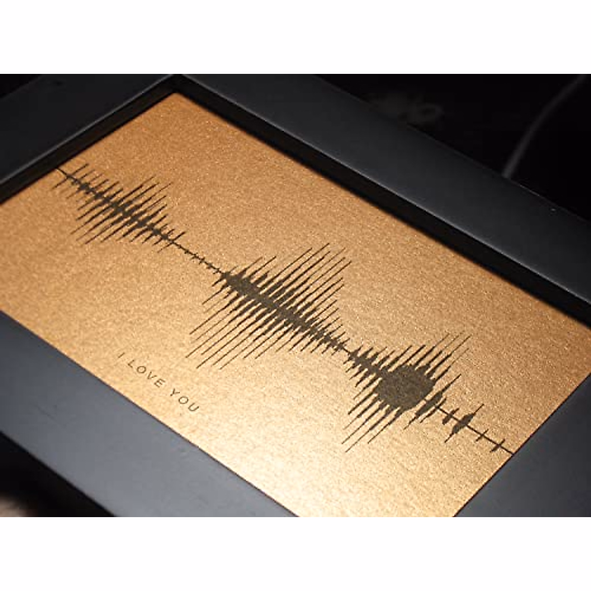 I Love You Soundwave Art, Visible Voice 8th Wedding Anniversary Gifts for him or her - 3.5 x 5 inch Bronze Color Valentines Day, Christmas Gift