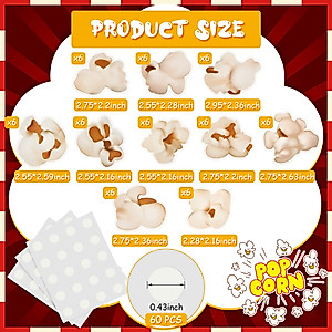 60 Packs Popcorn Mini Accents Fake Popcorn Various Popcorn Stickers with 60 Packs Glue Point Dots Popcorn Decorations for Classroom Blackboard Bulletin Board Wall School