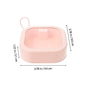 Cabilock Small Travel Jewelry Box Mini Jewelry Case Rings Storage Holder Travel Jewelry Organizer for Hair Ties Earrings Rings Pink (3.78x3.78x1.22 inch)