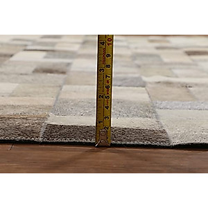 USA RUG Cowhide Grey Patchwork Home Decorative Living Room Area Rug Hand Made Cow Leather Hair (5'x8')