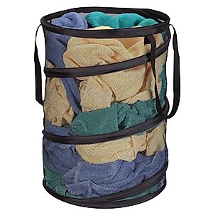 Household Essentials 2026 Pop-Up Collapsible Mesh Laundry Hamper | Black, 25" H