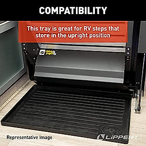 Lippert 801380 Solid Step Entry All-Weather Floor Tray for 5th Wheel RVs, Travel Trailers and Motorhomes, Black