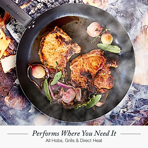 Merten & Storck Pre-Seasoned Carbon Steel 10" Frying Pan Skillet, Cast Iron Lightweight, Durable, Sear Grill Broil Fry, Indoor Outdoor Cooking, Easy to Clean, Oven Safe, Induction, Steel Handle, Black