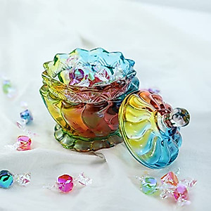 SOCOSY Royal Embossed Clear Glass Apothecary Jar With Lids, Candy Jar Containers Wedding Candy Buffet Jars Crystal Jewelry Box Food Jar 7oz