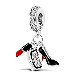MULA 925 Sterling Silver Charms for Bracelets and Necklaces Lipstick and Bag Dangle Pendants Tower Camera Beads Jewelry Charms for Women