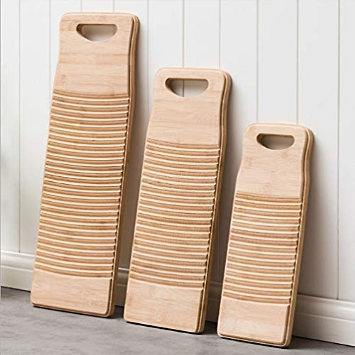 TOPBATHY Wood Washboard Practical Clothes Bamboo Washboard Anti-slip Laundry Cleaning Board Manual Clothes Washing Tool for Home School - 60cm
