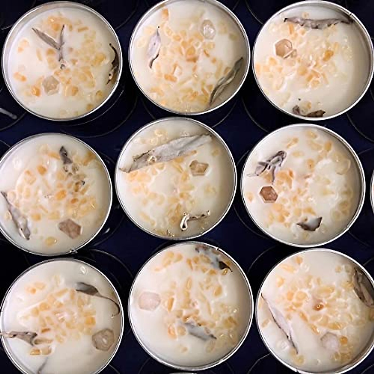 White Sage Smudge Candle with Citrine & Quartz Gemstone Crystals 100% Natural Soy Essential Oils (Sage)