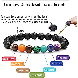 7 Chakra Healing Crystal Necklace Tree of Life Wire Wrapped Crescent Moon chakra stones Pendant Necklaces AND 8mm 7 Chakra Lava Rock Stone Beaded Stretch Bracelets Energy gift jewelry for women