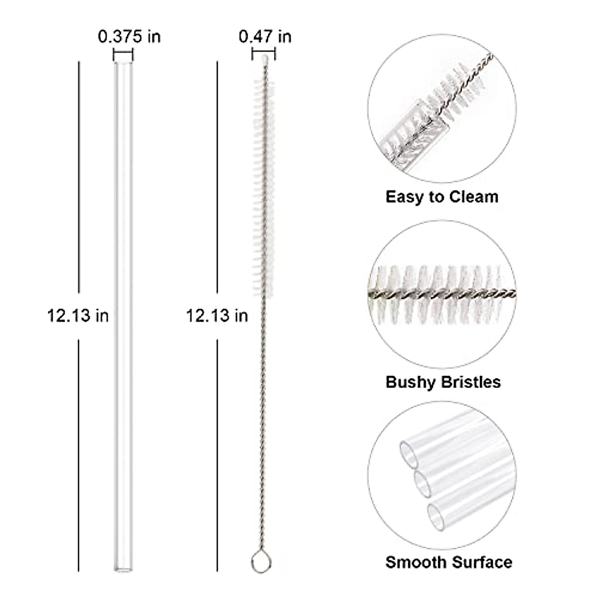 Replacement Straw Compatible with Stanley 40 oz 30 oz Cup Tumbler, 6 Pack Reusable Straws with Cleaning Brush for Stanley Adventure Travel Tumbler, Plastic Clear Straw for Stanley Accessories