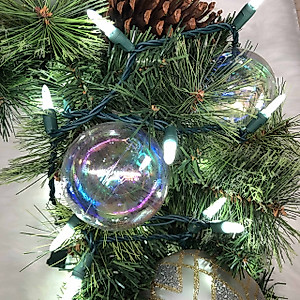 Dalla Costa 50 Count M5 Faceted Christmas Mini Light Set Indoor/Outdoor Use String Lights for Garden Christmas Tree Patio Lawn Party Home 120V UL Certified Green Wire 17 Feet (Cool White)