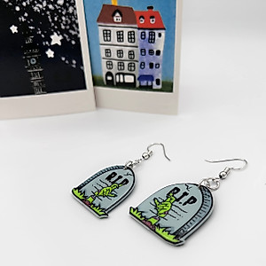 Tombstone Earrings for Women - Day of the Dead Jewelry - Gravestone Earring (The Tombstone)