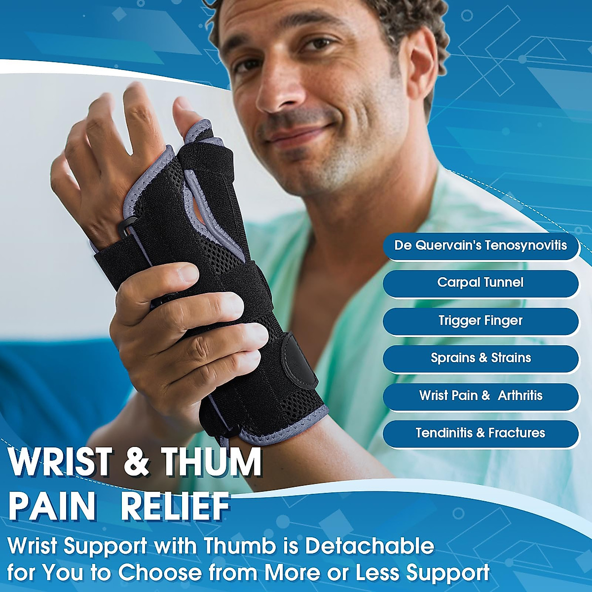TISMOD Carpal Tunnel Wrist Brace with Thumb Support,Adjustable Thumb Spica Splint Right Left Hand,Wrist Guard for Arthritis,Tendonitis,Pain,syndrome,De Quervain's Tenosynovitis Women & Men