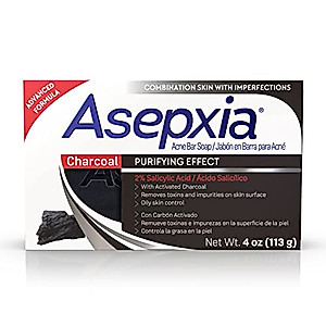Asepxia with Activated Charcoal Purifying Effect Acne Treatment Bar Soap with Salicylic Acid, 4 Ounce
