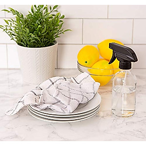 DII Scrubber Dishcloths Collection Windowpane Dishrag Set, 12x12, White/Gray Stripe, 6 Piece