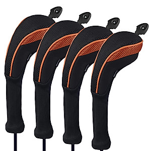 Andux 2 Pack Long Neck Golf Hybrid Club Head Covers Dial No. Tag CTMT-01 Black/Orange