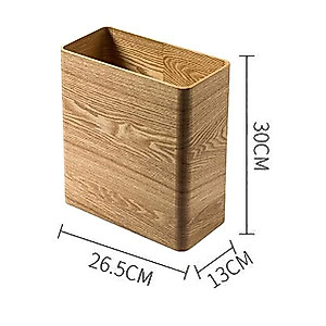 RZM Wood Trash Can Wastebasket,Household Bathroom Living Room Rectangular Trash Bin,Narrow Space Garbage Can with Swing Lid (Color : B, Size : 26.5x13x30cm(10x5x12inch))