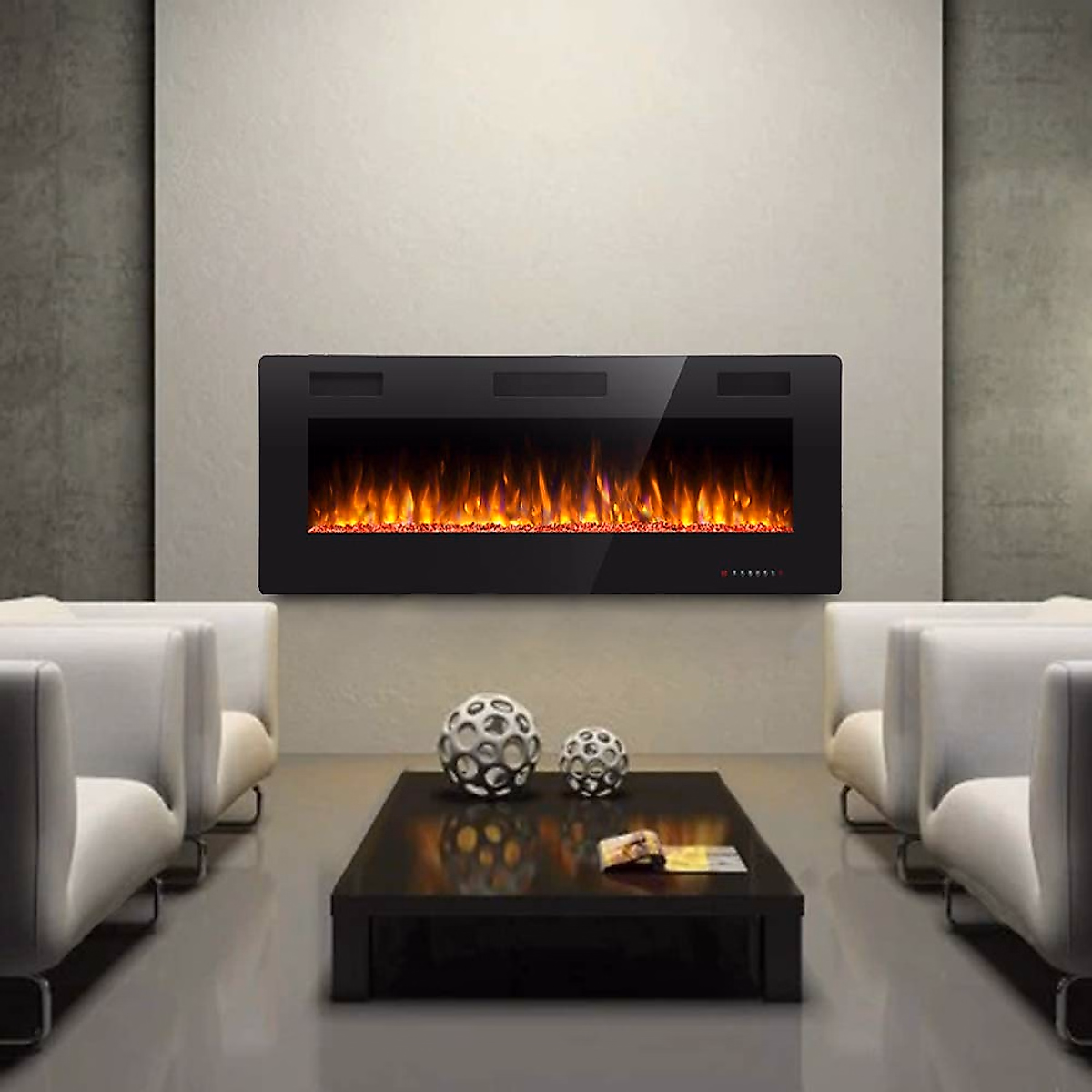Antarctic Star 50 Inch Electric Fireplace in-Wall Recessed and Wall Mounted, Fireplace Heater and Linear Fireplace with Multicolor Flame, Timer, 750/1500W Control by Touch Panel & Remote…