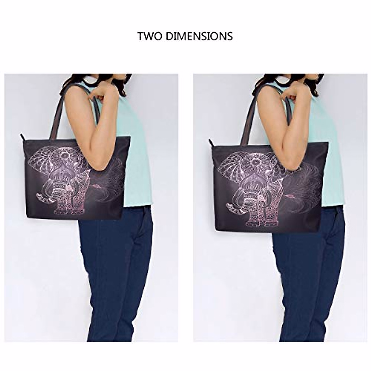 QMXO African Ethnic Elephant Handbags and Purse for Women Tote Bag Large Capacity Top Handle Shopper Shoulder Bag