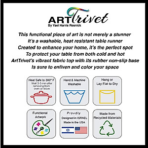 Creation ArtTrivet Heat-Resistant Table Runner and Trivet - Fabric top and Non-Slip Rubber Base (12"x48")