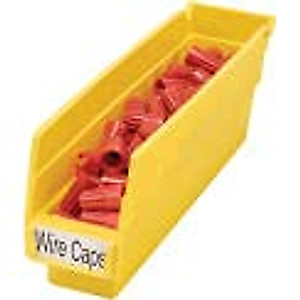 Plastic Shelf Bin Nestable, 2-3/4"W x 11-5/8"D x 4" H Yellow - Lot of 24