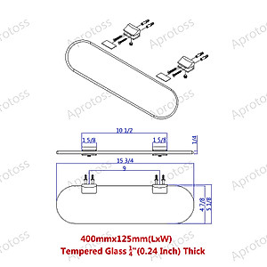 APROTOSS Sleek 16 inch Glass Shelves with Black Hardware- Enhance Your Glass Bathroom Vanity Shelf and Wall Decor with Stylish Black Glass Floating Shelves and Decorative Glass Wall Shelves