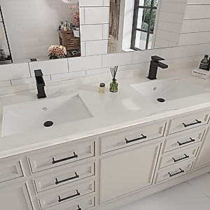 AWARA Single Handle Bathroom Faucet, Matte Black Bathroom Sink Faucet Solid Brass Single Hole Modern Bathroom Faucet Vanity Faucet with Pop-up Drain & Overflow & Water Supply Hoses