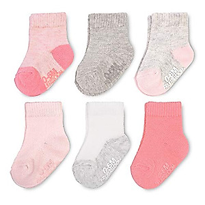 Fruit of the Loom Baby 6-Pack Breathable Cooling Mesh Crew-Length Socks - Unisex, Girls, Boys … (6-12 Months, Pink)
