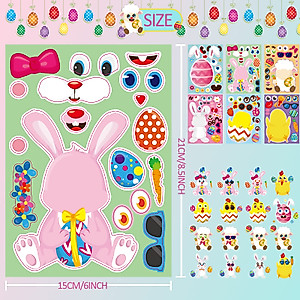 YNERHAI 24sheets Easter Stickers Gifts for Kids, Easter Craft Kids Toys Can Make Own Face Easter Bunny Sheep Rabbit Colored Egg Chicks for Child Boys Girls School Game Activities Party Favor Supplies