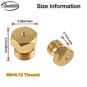 GUOFALDE Brass Jet Nozzles, Range Stove Oven Orifice Conversion Kit M6x0.75 mm Gas Spray Tip 0.3/0.4/0/7/0.8/0.9/1.0/1.1/1.2/1.5/1.7/1.9mm(Pack of 36), Propane Lpg Gas Pipe Parts, Propane Orifice