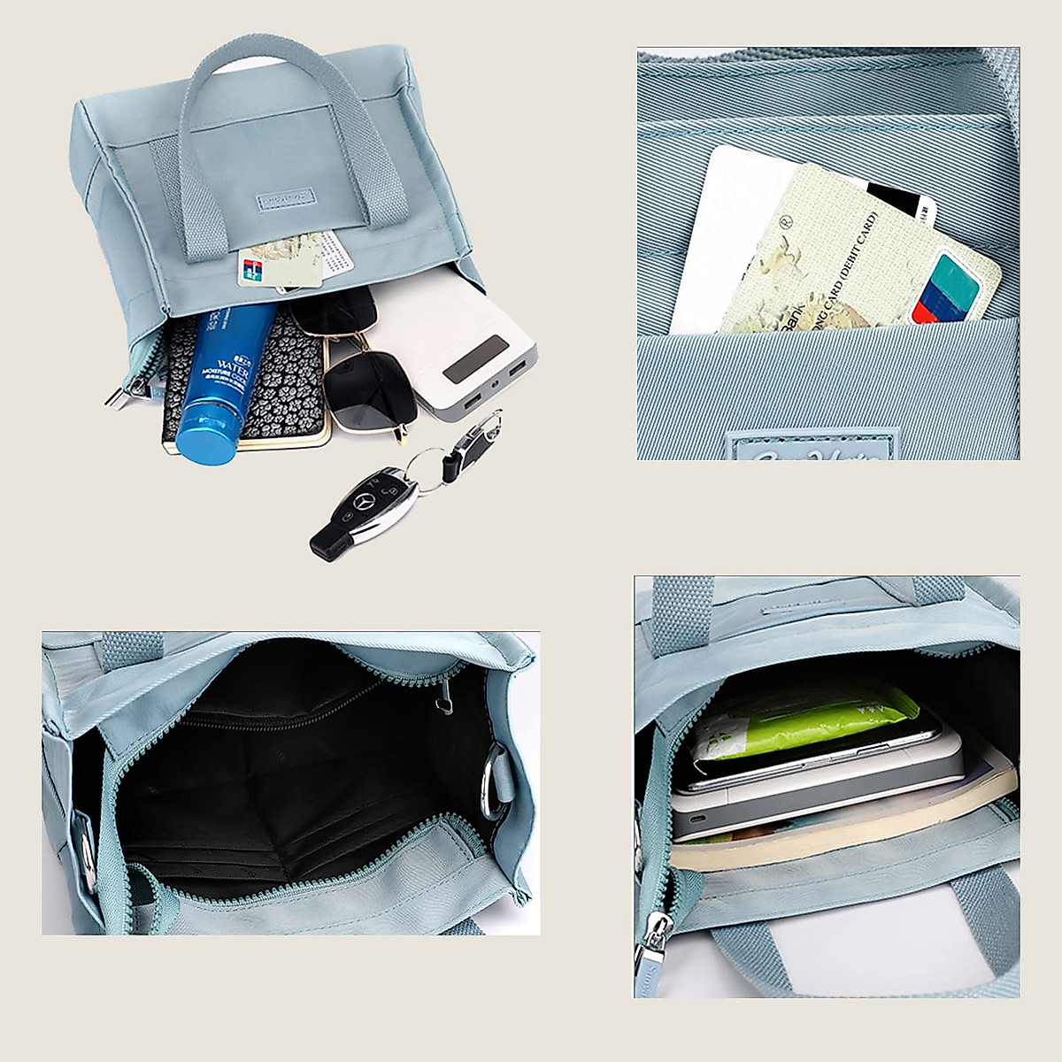 MINKARS Mini Tote Bag for Women Nylon Crossbody Purse, Dark Green 9”