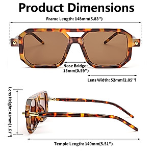 FEISEDY Vintage Square 70s Flat Aviator Sunglasses Women Men Classic Retro Stylish Frame UV400 Sunglasses B2622