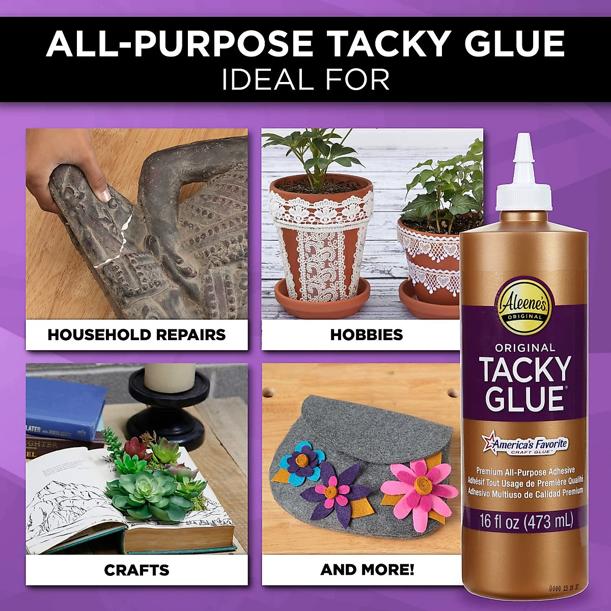 Aleene's Tacky 16 fl oz, Glue, 16 FL OZ, Craft Supplies, School Supplies, 16 FL OZ