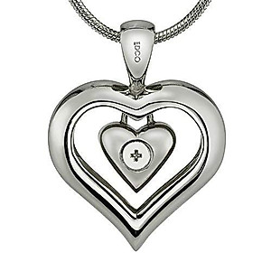 Silver Finish Cremation Jewelry Urn Heart Pendant Memorial Keepsake Locket Necklace for Ashes and 20" Chain, The Eternity Heart