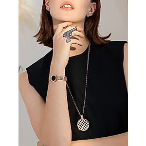 Alilang Adjustable Clear Crystal Colored Rhinestones Cutout Gun Pistol Ring (Silver)